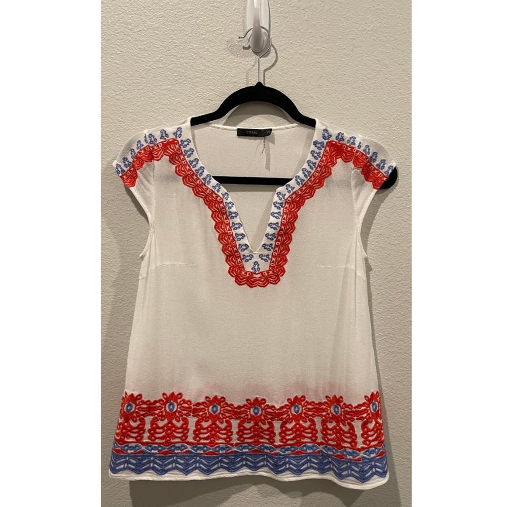 Thml Red And Blue Embroidery Blouse - Gem